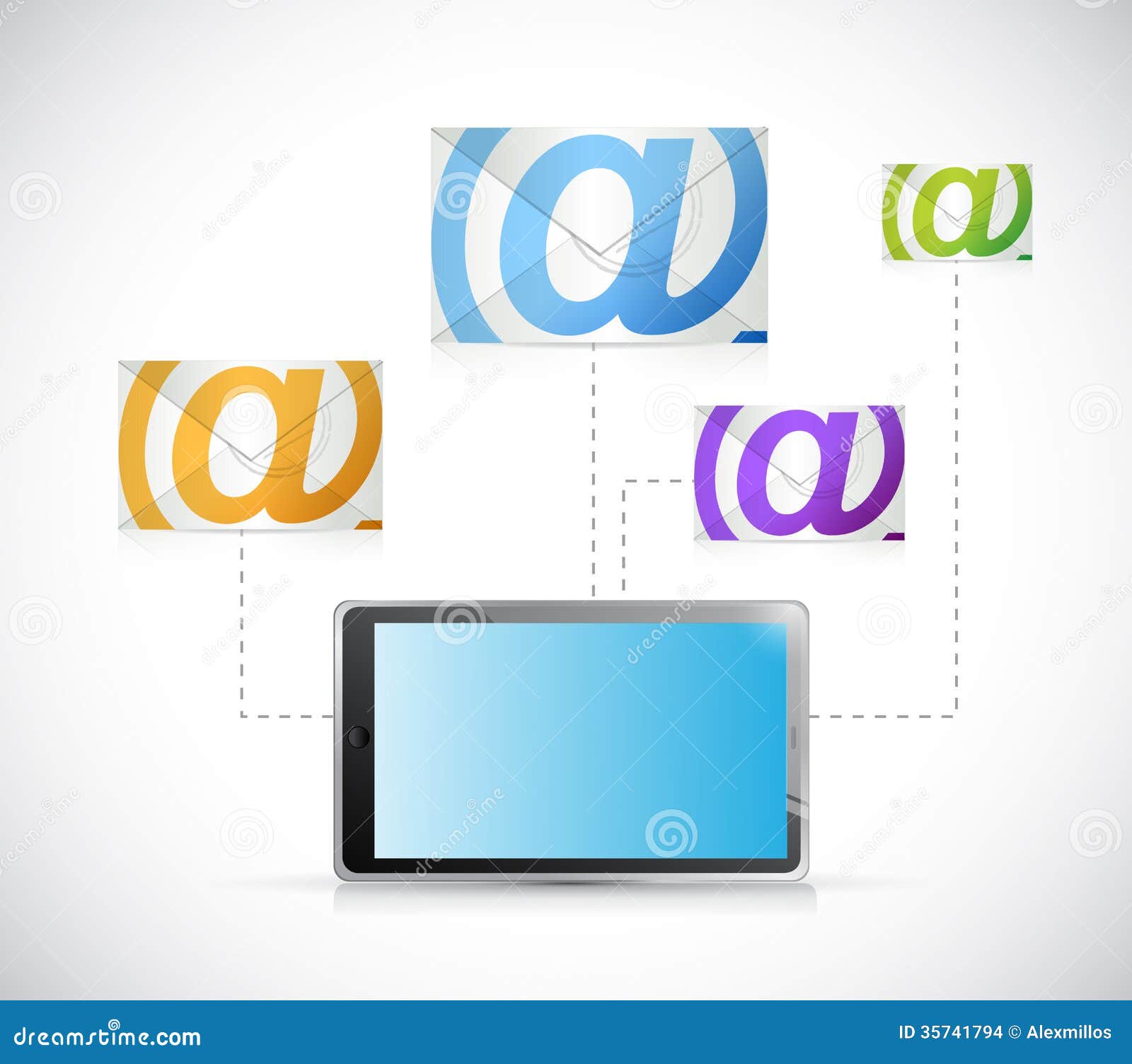 Tablet And Email Symbols In Black And White Cartoon Vector ...