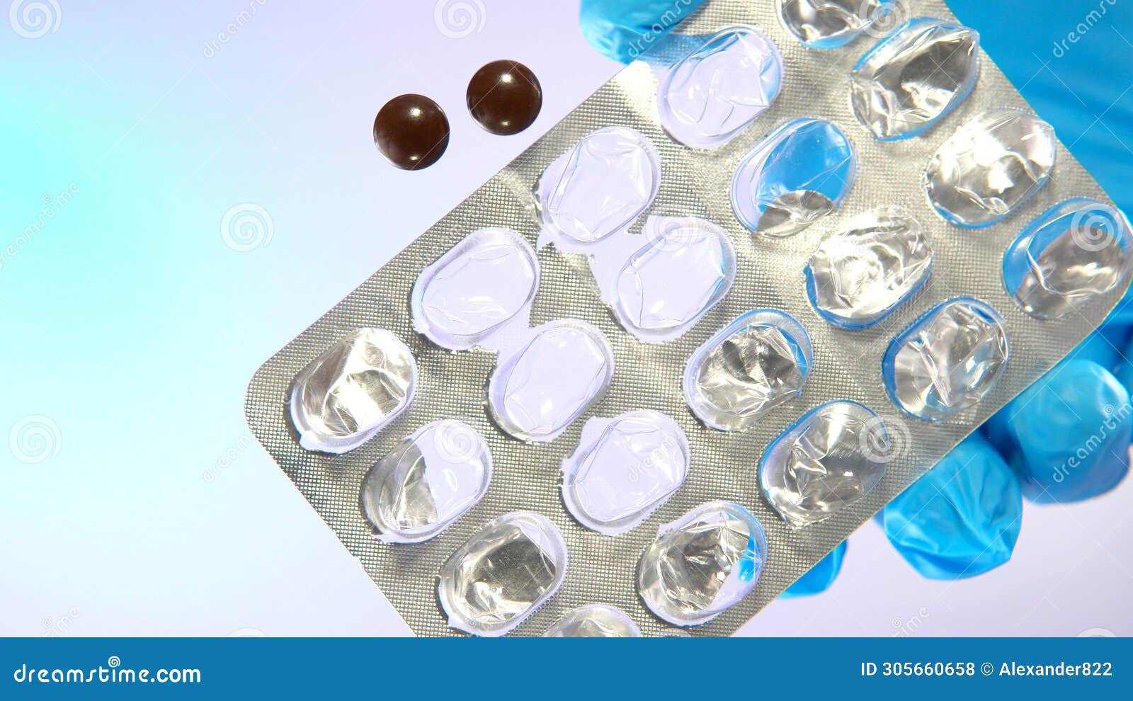 Tablet and Empty Package from Tablets on a Transparent Surface, Bottom ...