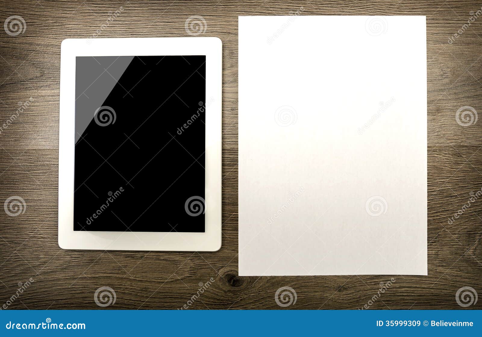 Tablet with an Empty Screen and Paper Stock Image - Image of paper ...