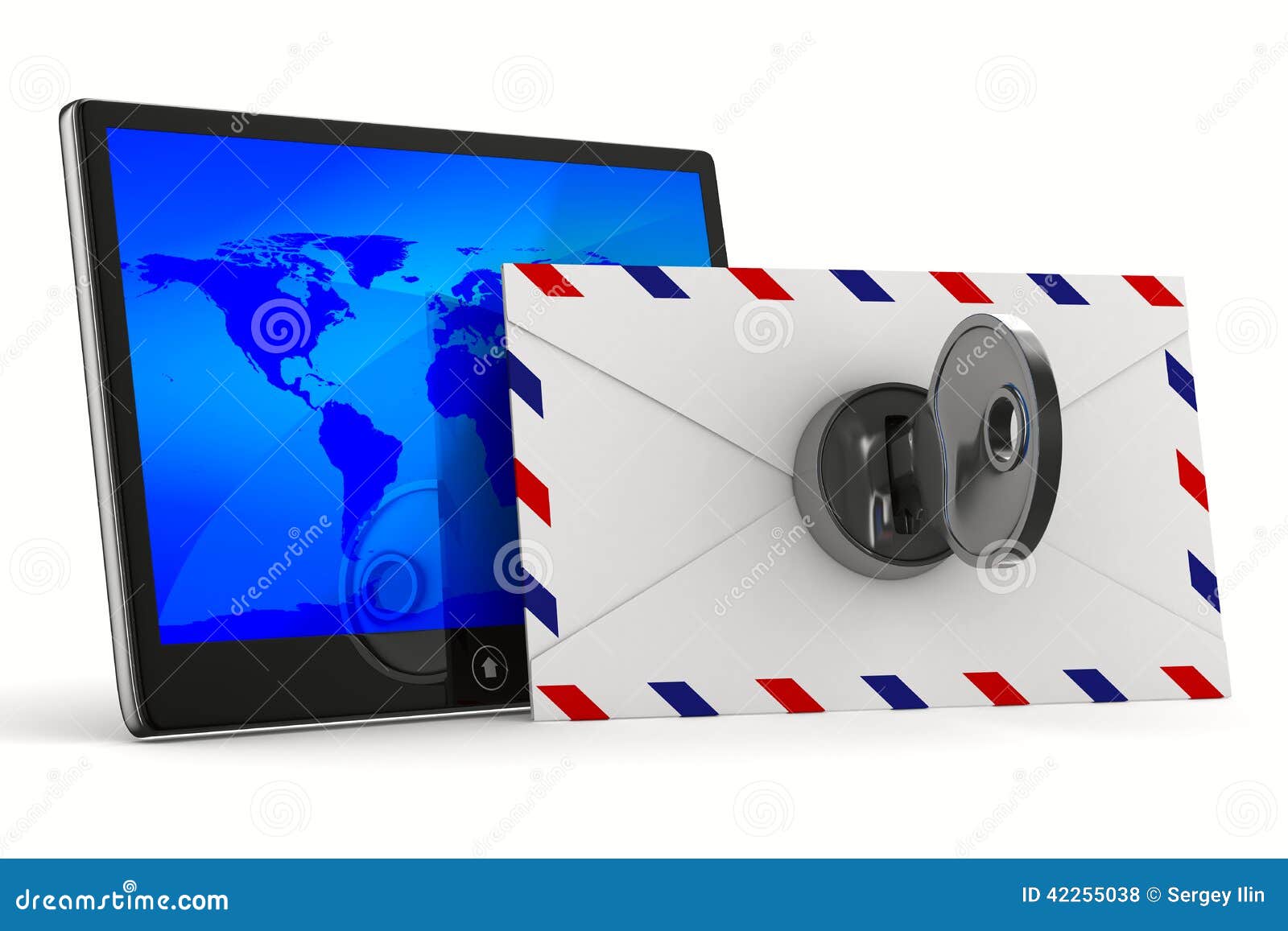 Tablet and Envelope on White Background Stock Illustration ...