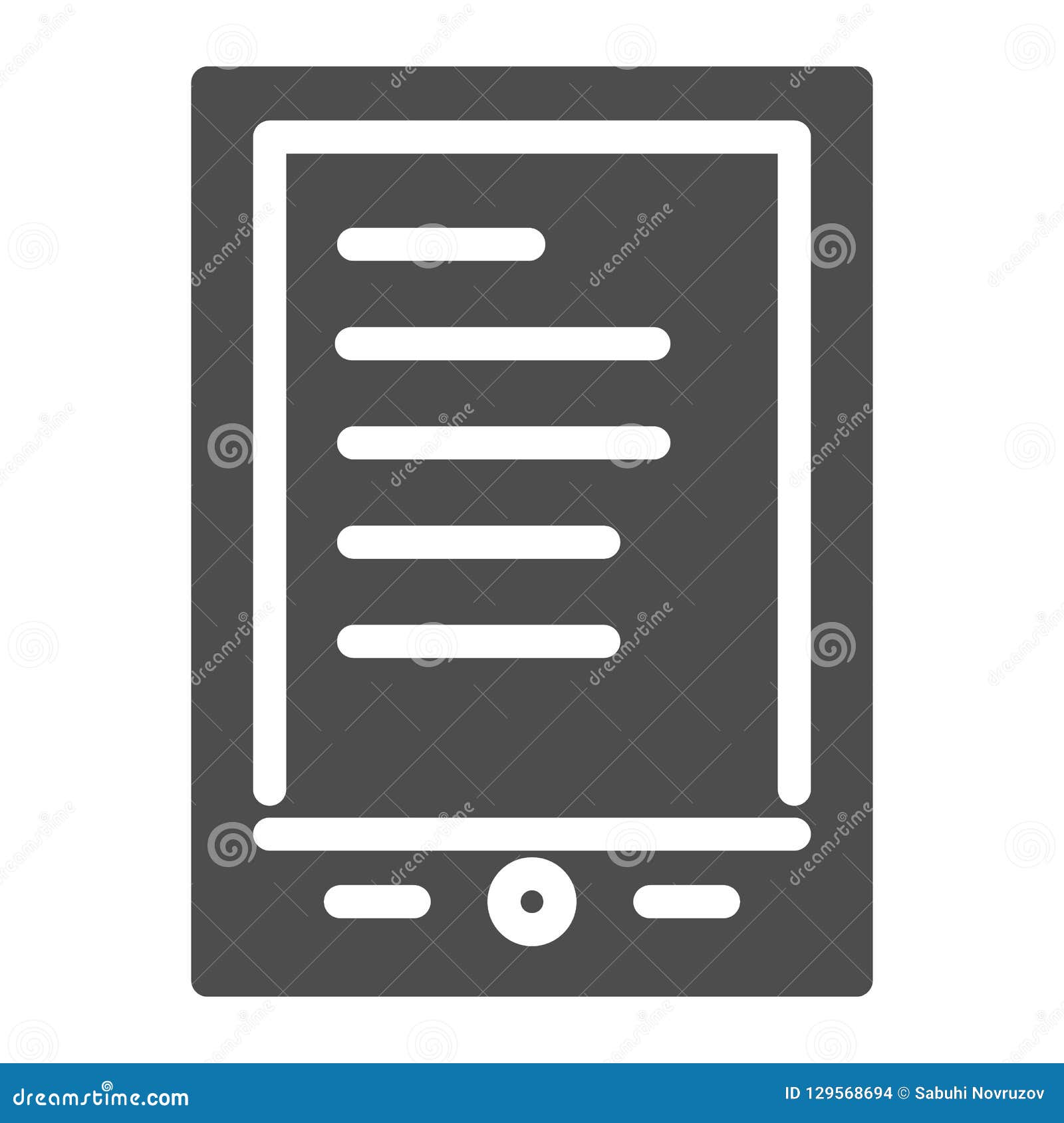 Tablet Ereader Solid Icon. Digital Tablet with Text Vector Illustration ...
