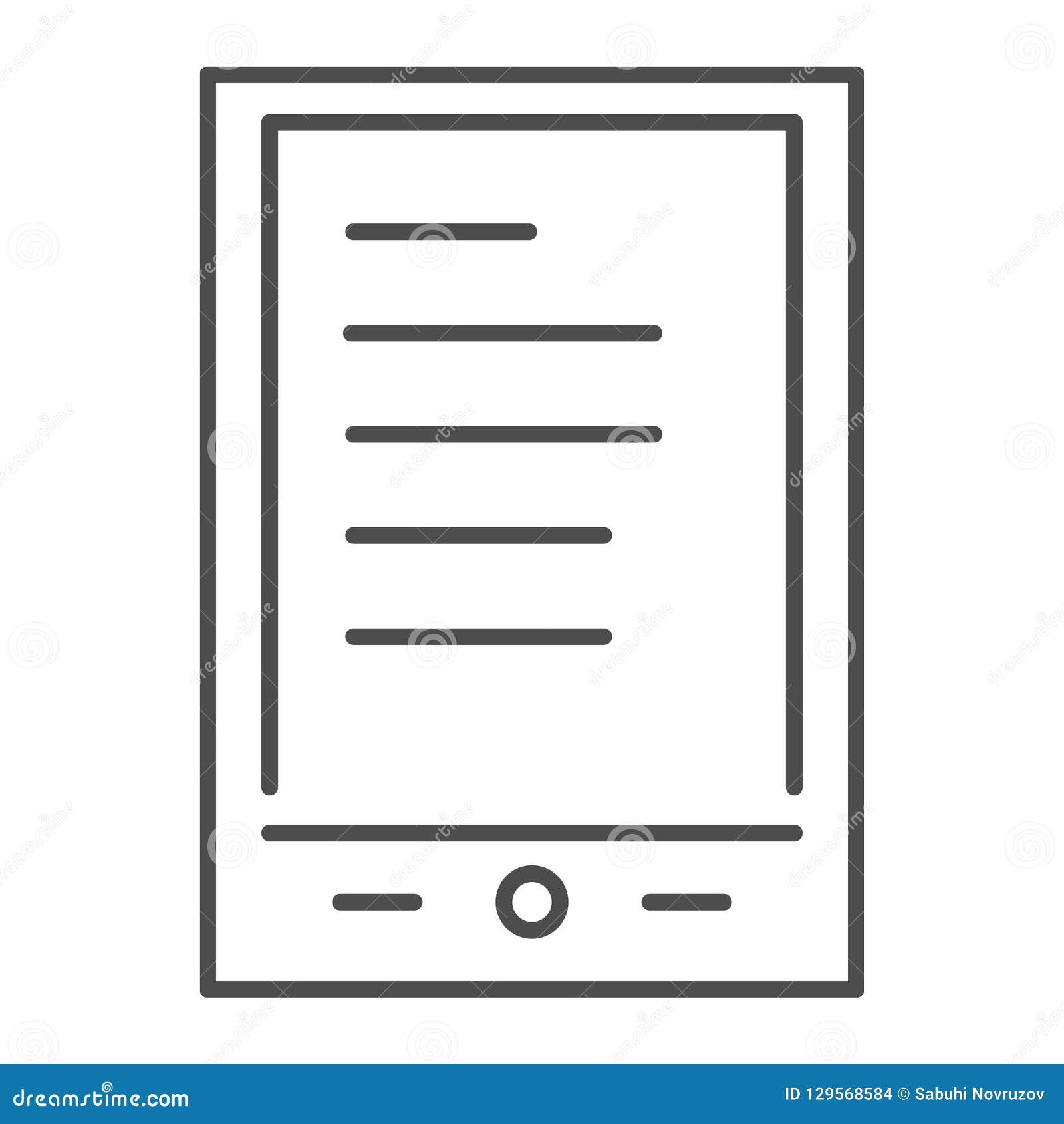 Tablet Ereader Thin Line Icon. Digital Tablet with Text Vector ...