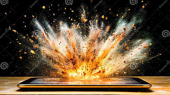 Tablet Explosion Dramatic Digital Art Abstract Good Resolution Stock ...