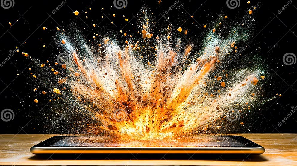 Tablet Explosion Dramatic Digital Art Abstract Good Resolution Stock ...