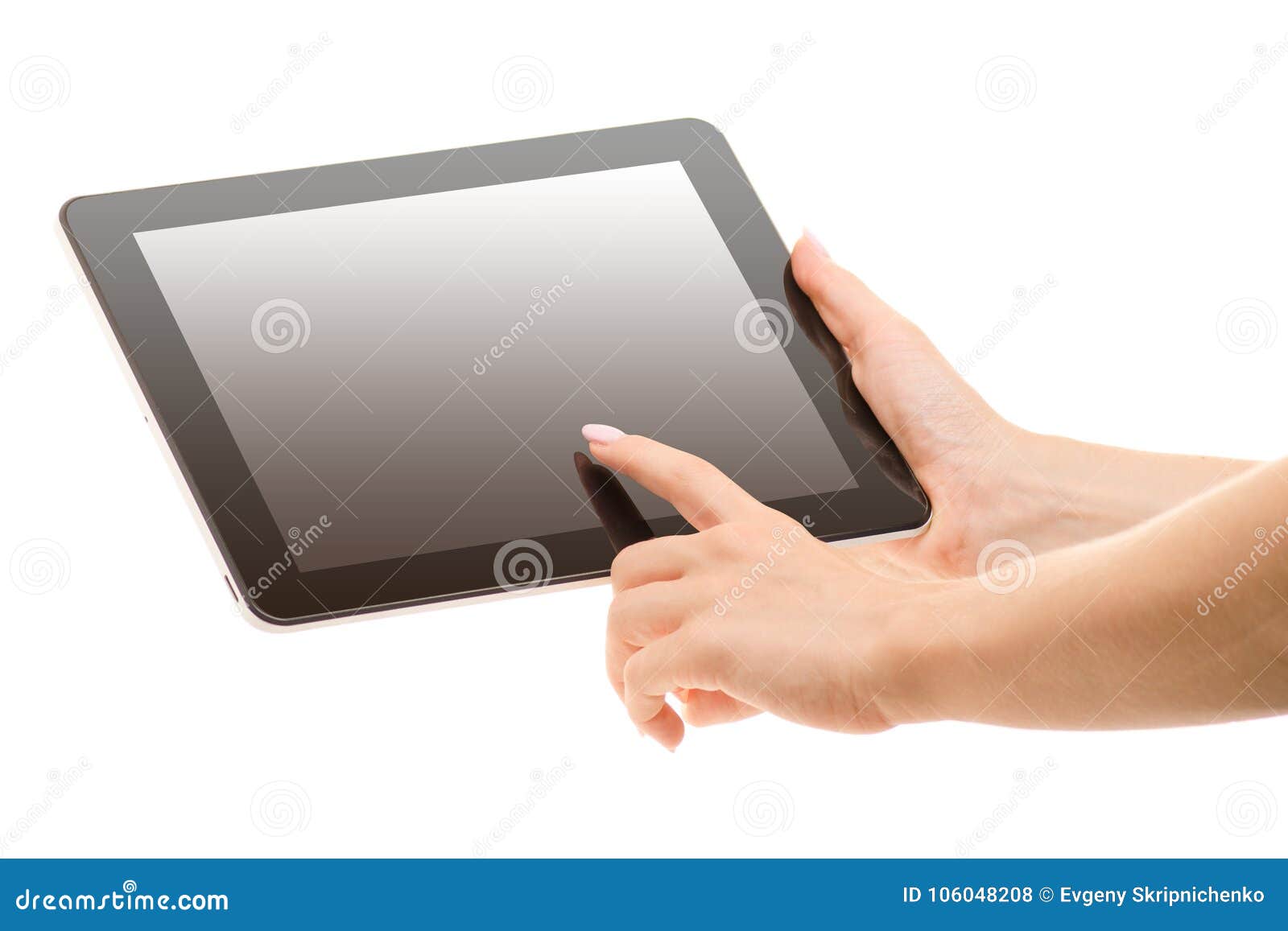 Tablet in Female Hands Isolation Stock Photo - Image of gadget, message ...