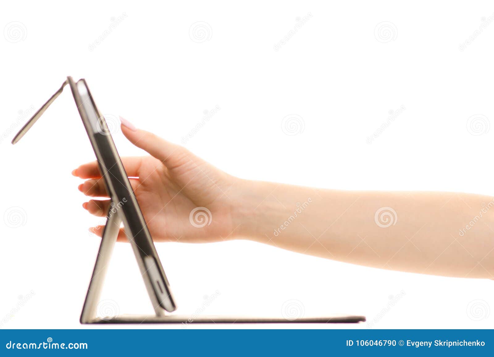 Tablet in Female Hands Isolation Stock Photo - Image of electronic ...