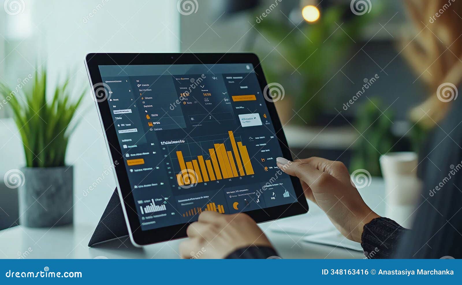 Tablet with Financial Analytics Dashboard Stock Illustration ...