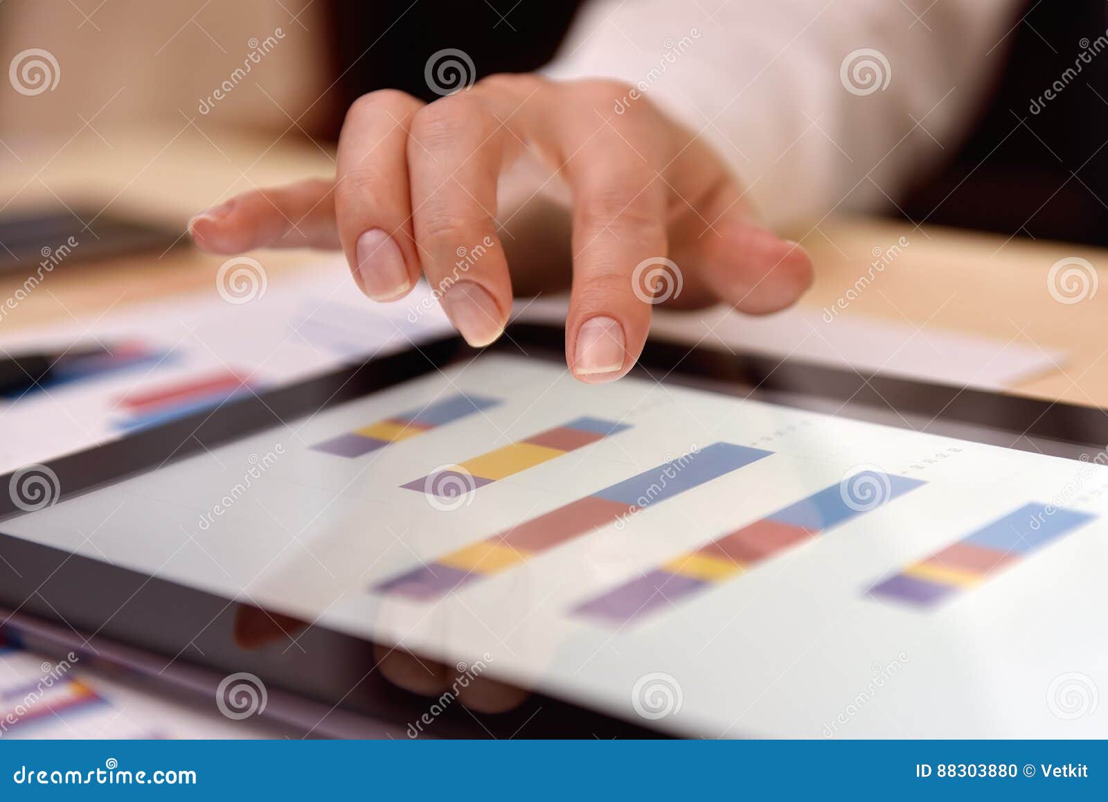 Tablet with Financial Charts Stock Photo - Image of income, funds: 88303880