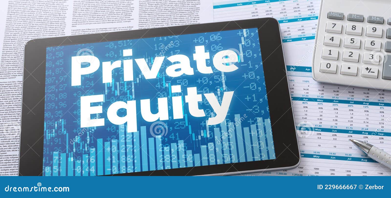 A Tablet with Financial Documents - Private Equity Stock Image - Image ...