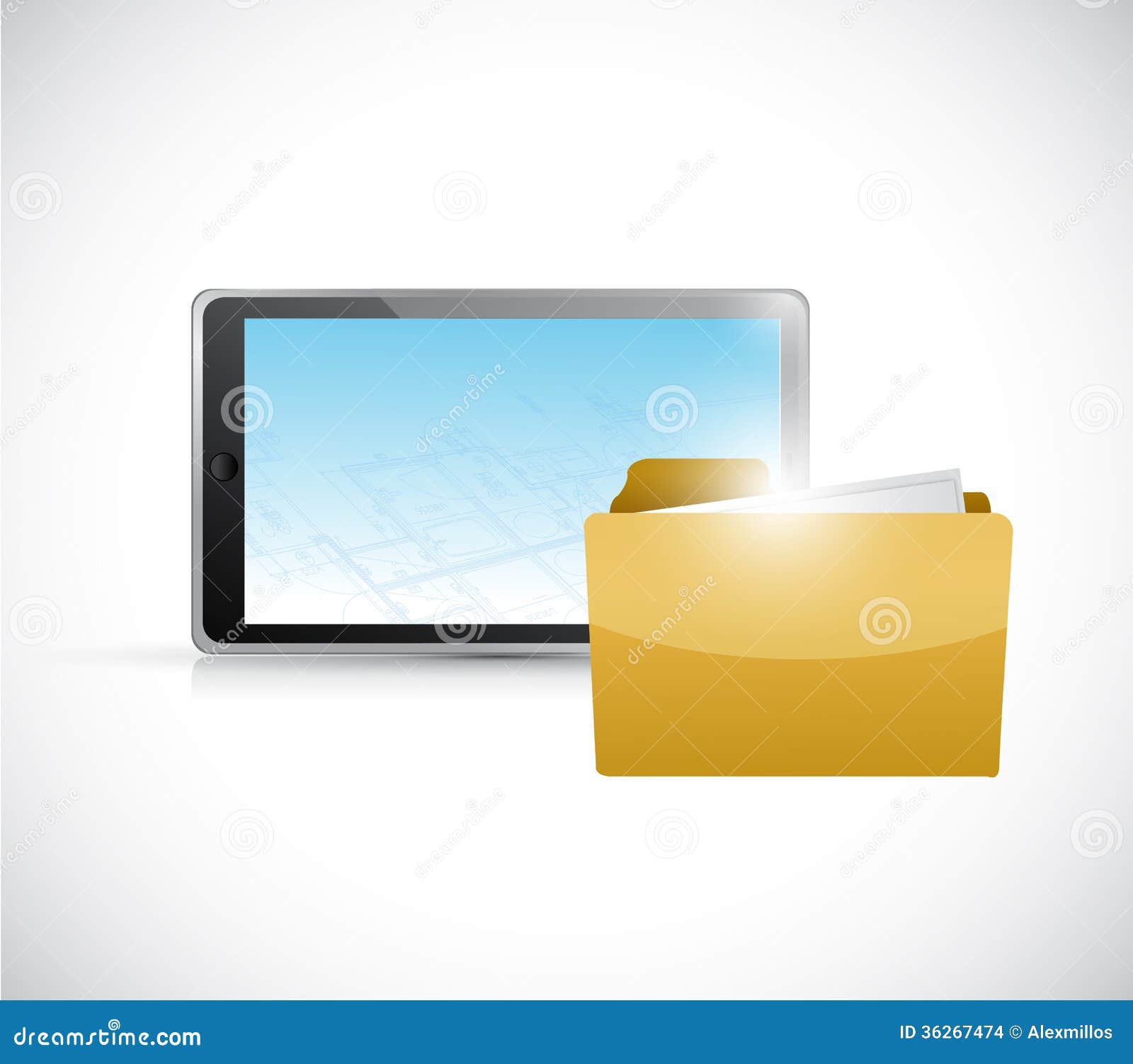 Tablet and Folder Illustration Design Stock Illustration - Illustration ...