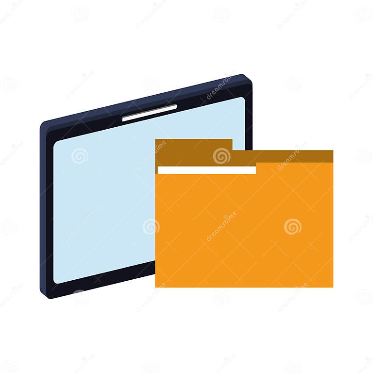 Tablet and folder symbol stock vector. Illustration of isolated - 138146580