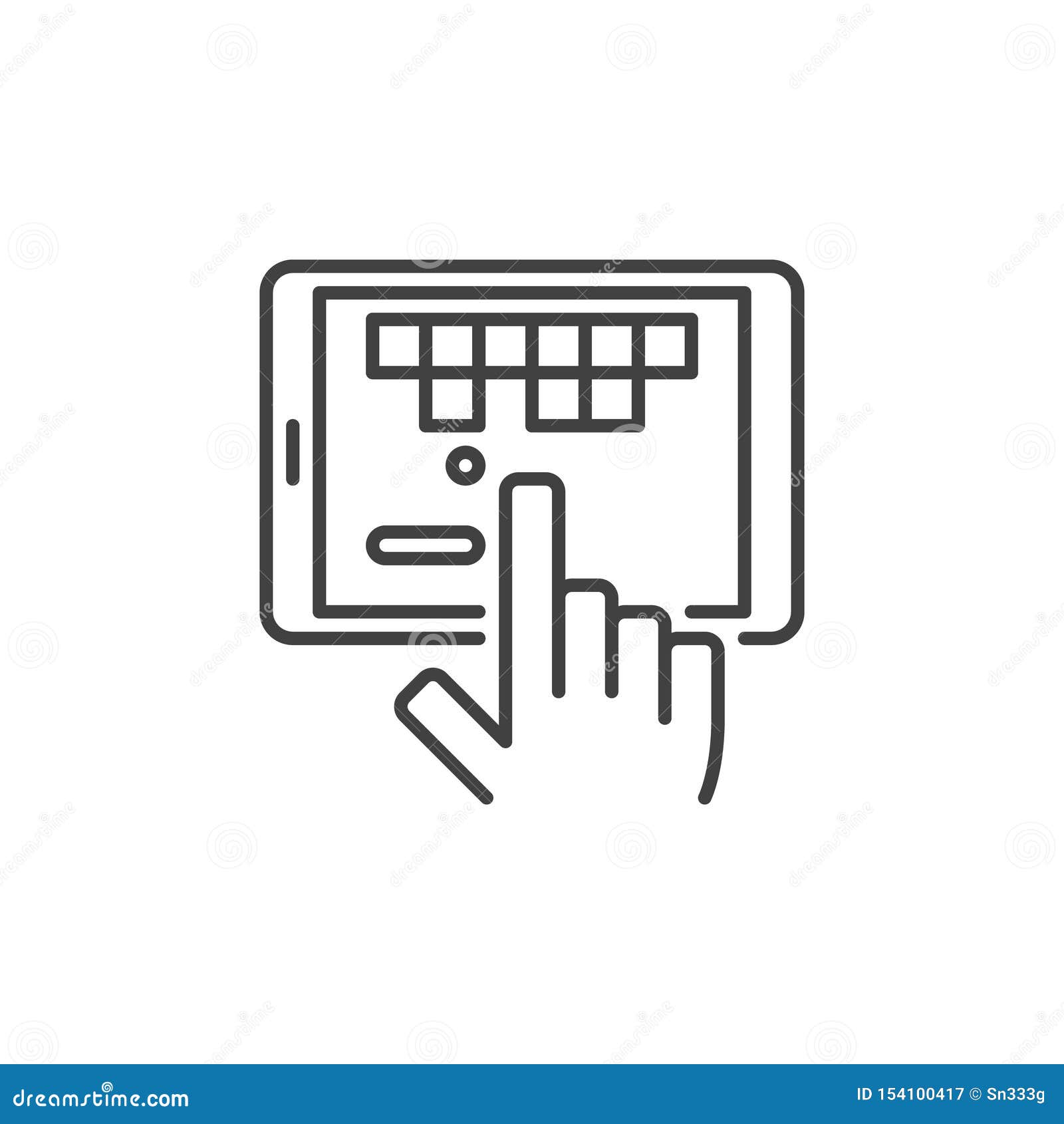 Tablet with Game Vector Line Icon. Gaming Tablet Symbol Stock Vector ...