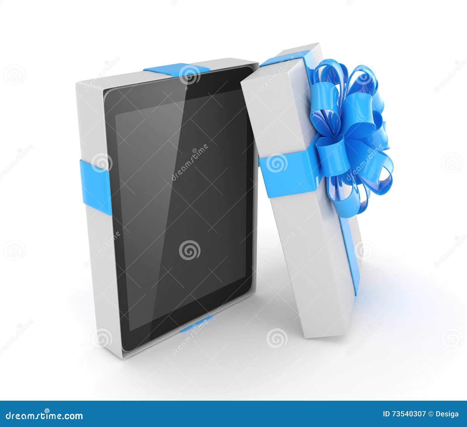 Tablet in Gift Box. 3D Rendering. Stock Illustration - Illustration of ...