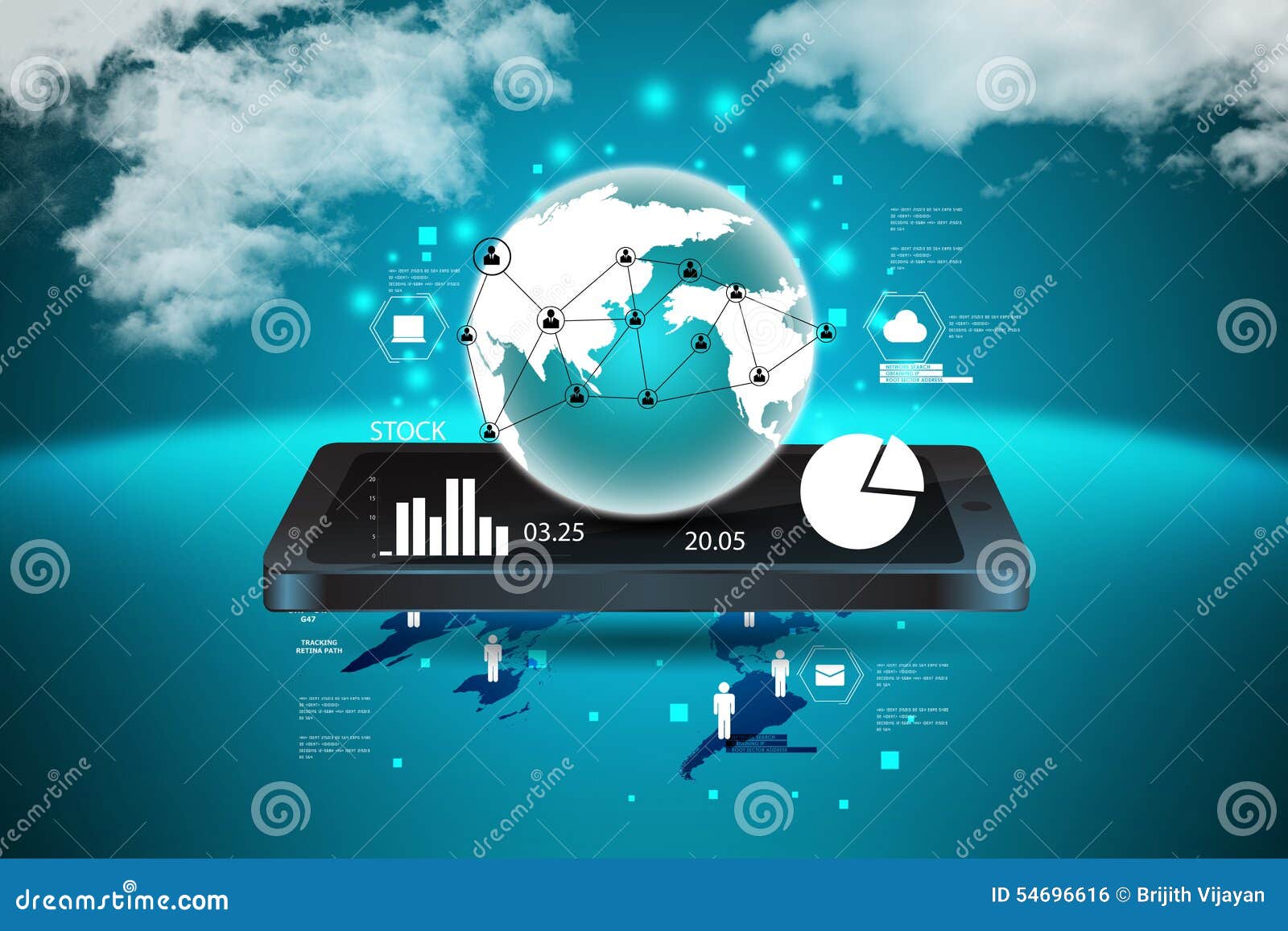 Tablet with Global Networking Stock Illustration - Illustration of ...
