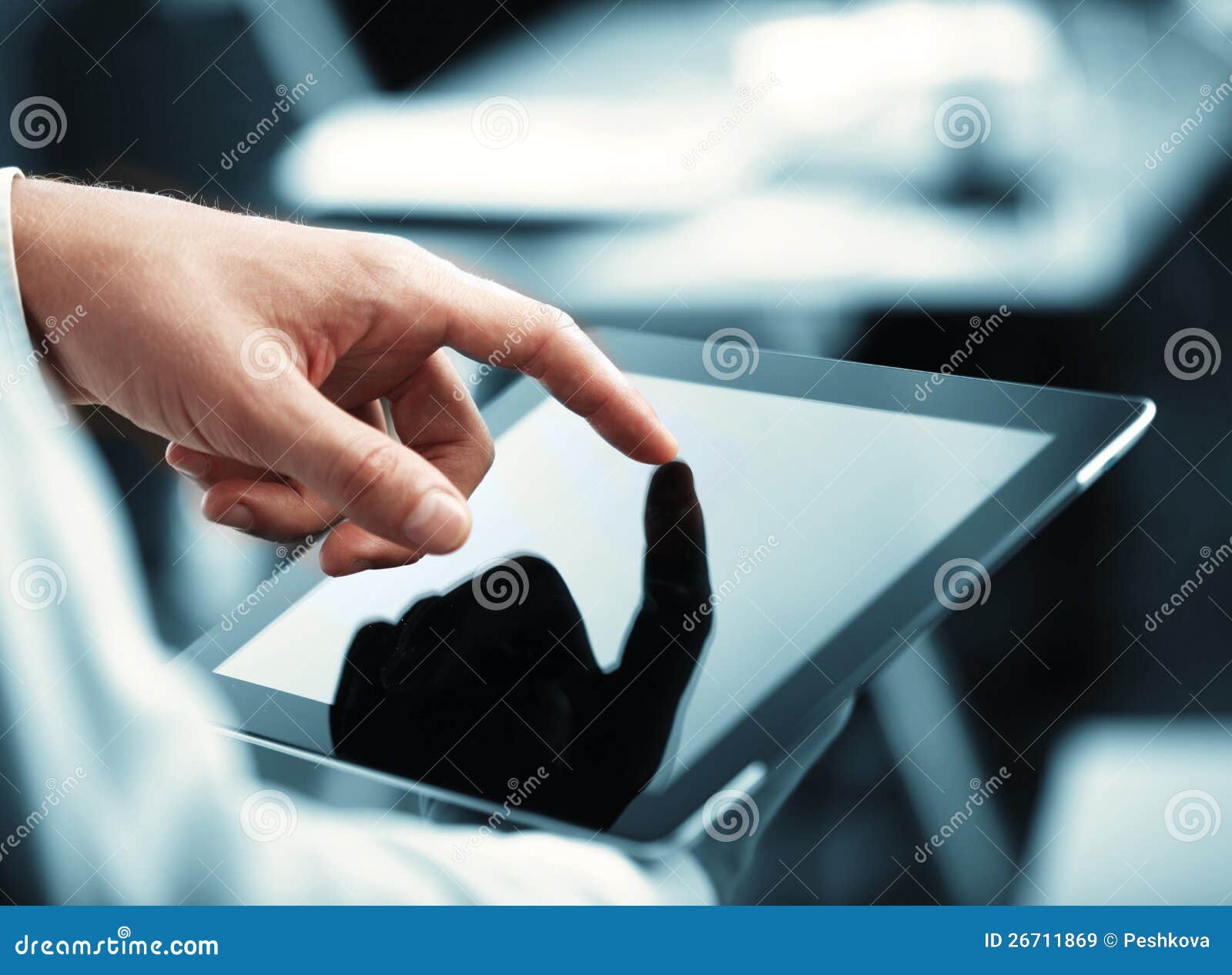 Tablet in hand stock image. Image of creative, digital - 26711869