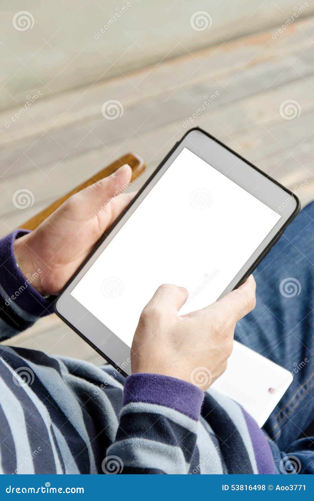 Tablet in hand stock photo. Image of blank, tablet, holding - 53816498