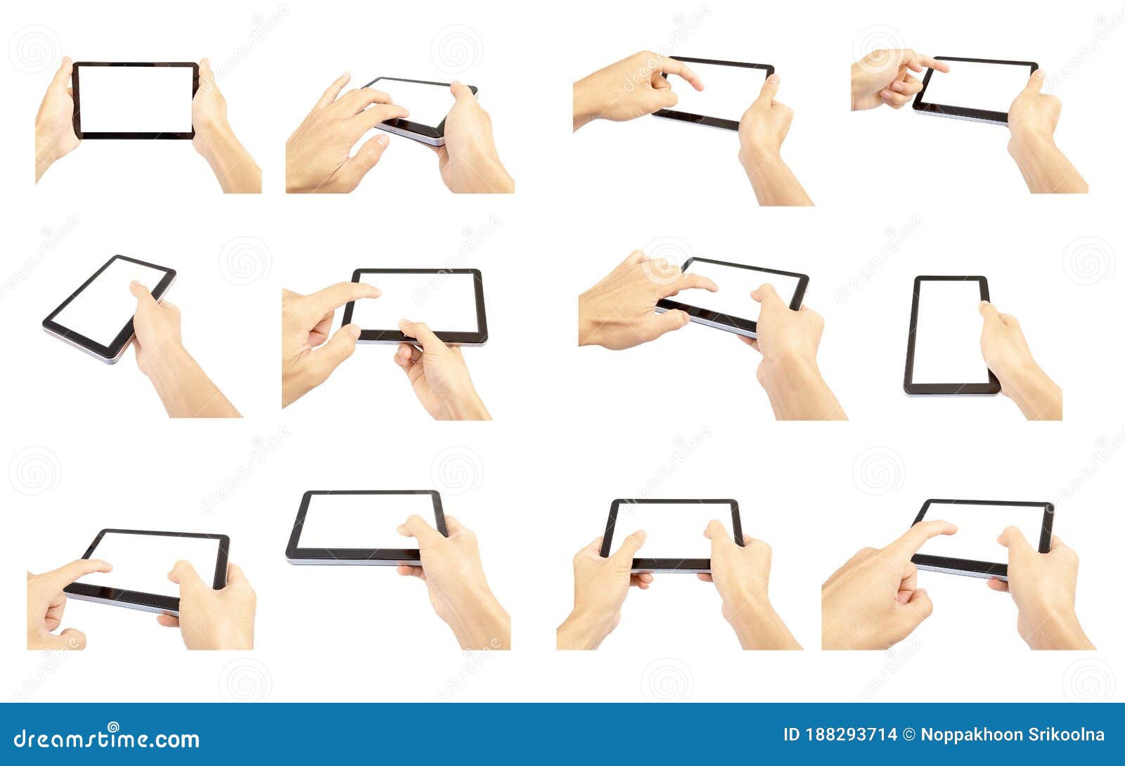 Tablet in Hand Collection Isolated on White Background Stock Photo ...