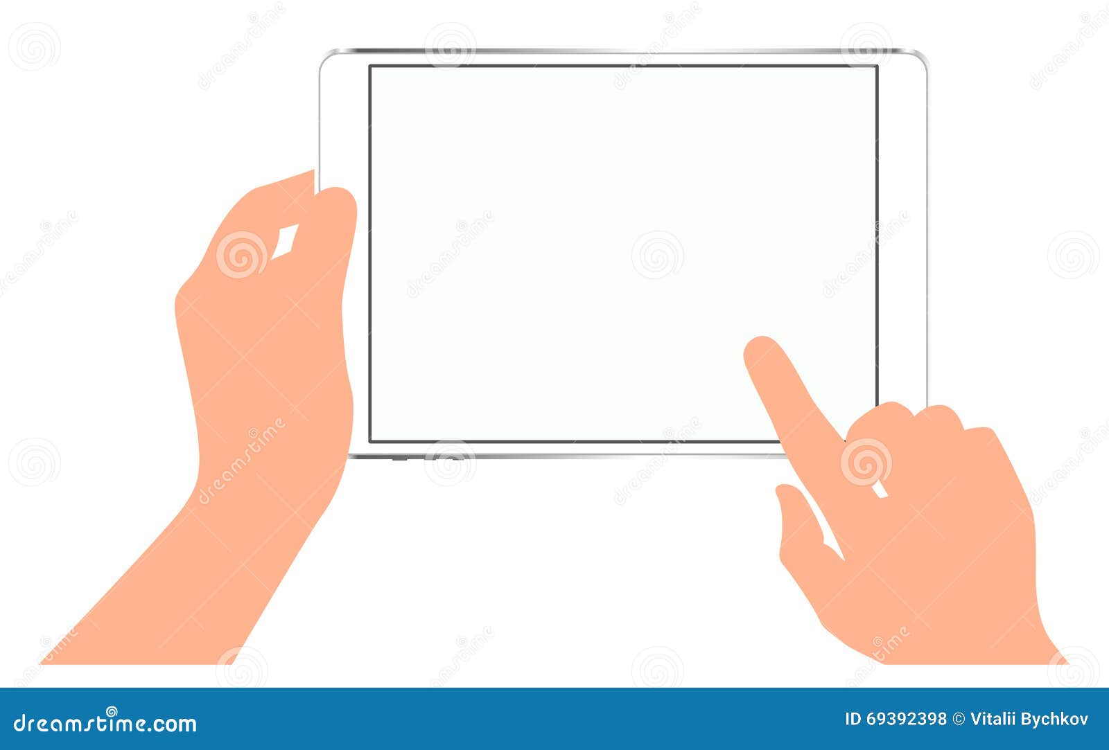 The Tablet in Hand. Finger on the Touch Screen. Mockups with Blank ...