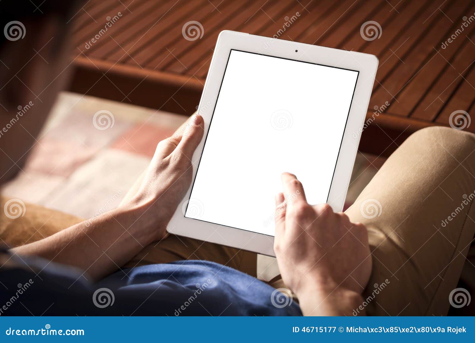 Tablet in hand stock image. Image of music, computer - 46715177