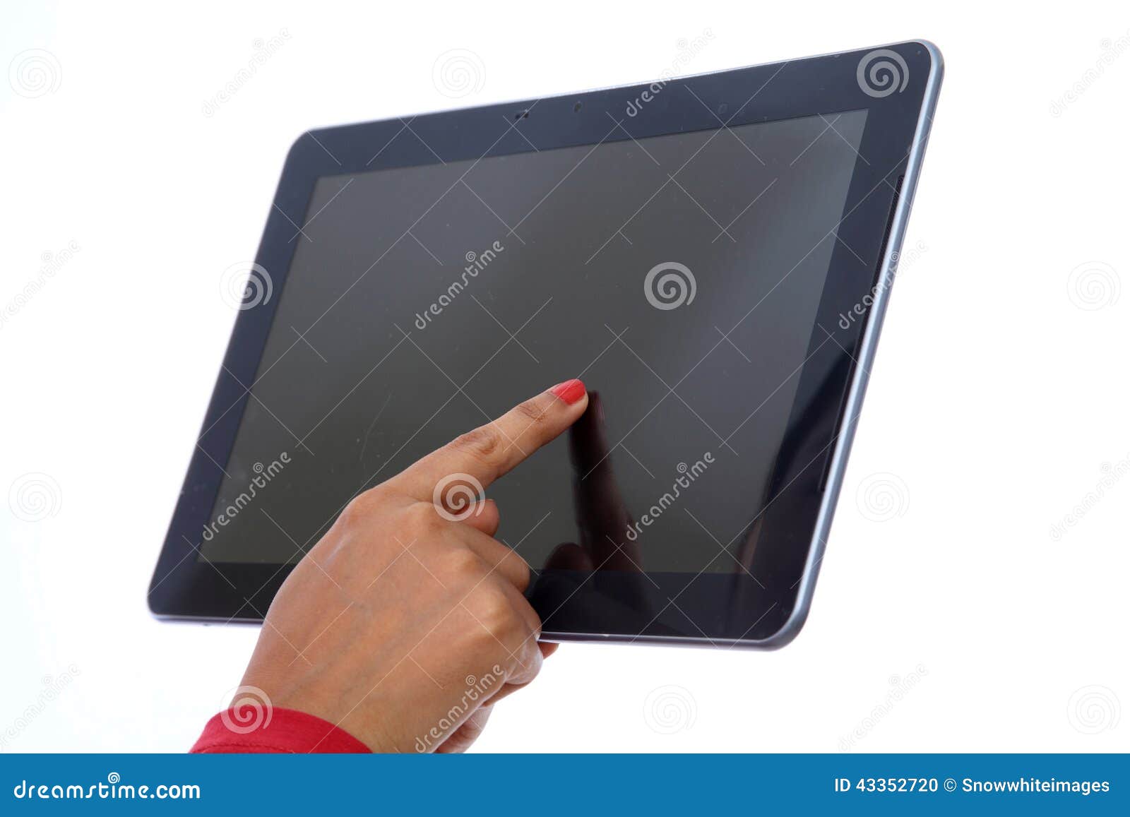 Tablet with hand pointing stock photo. Image of modern - 43352720