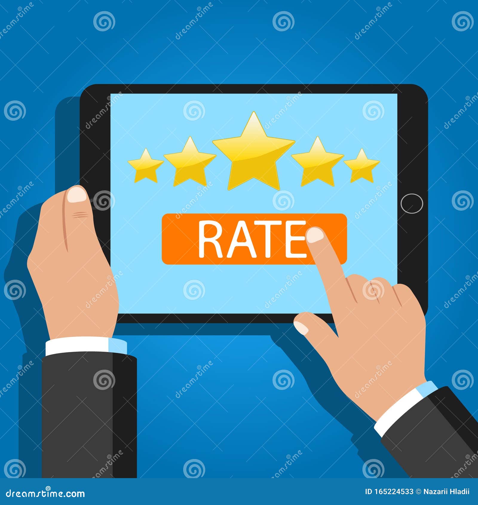 Tablet in Hands with Rating. Vector Illustration. Stock Vector ...