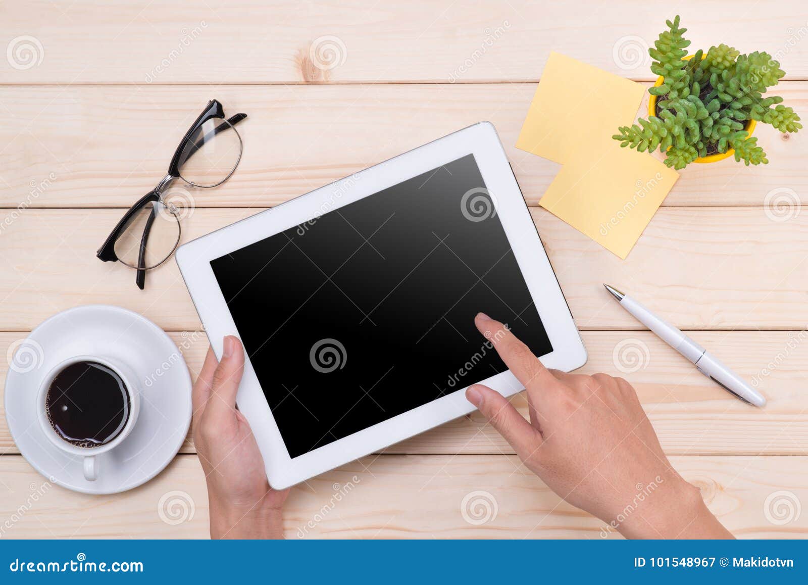 Tablet Header Image. Office Stuff, Workplace, Top View Stock Image ...