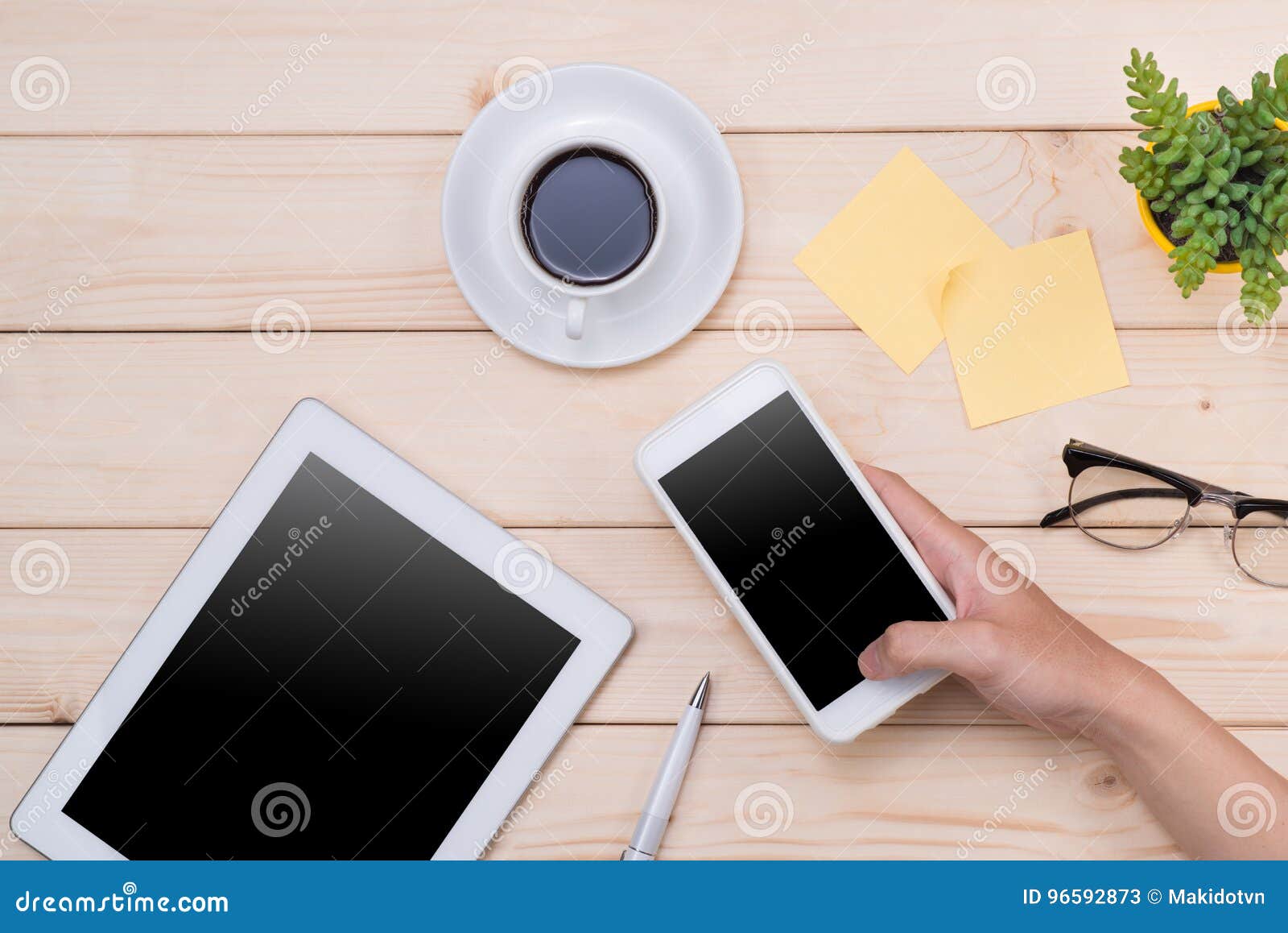 Tablet Header Image. Office Stuff, Workplace, Top View Royalty-Free ...