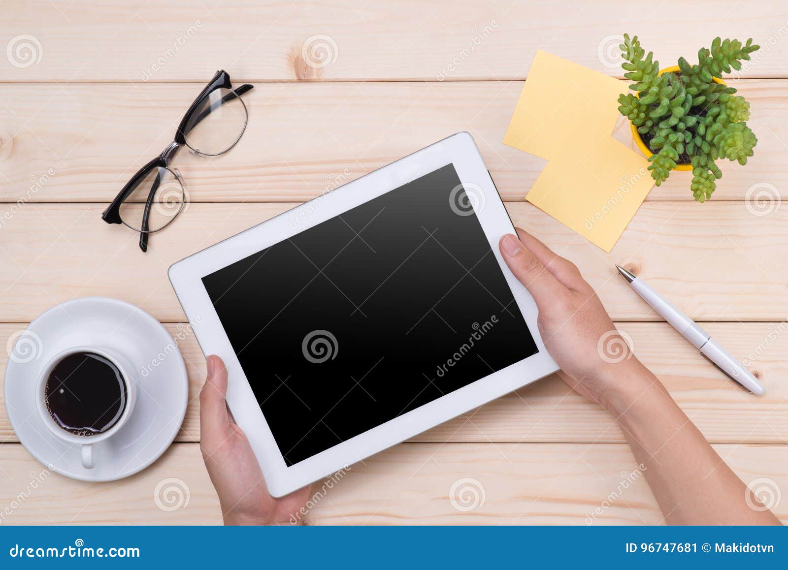 Tablet Header Image. Office Stuff, Workplace, Top View Royalty-Free ...