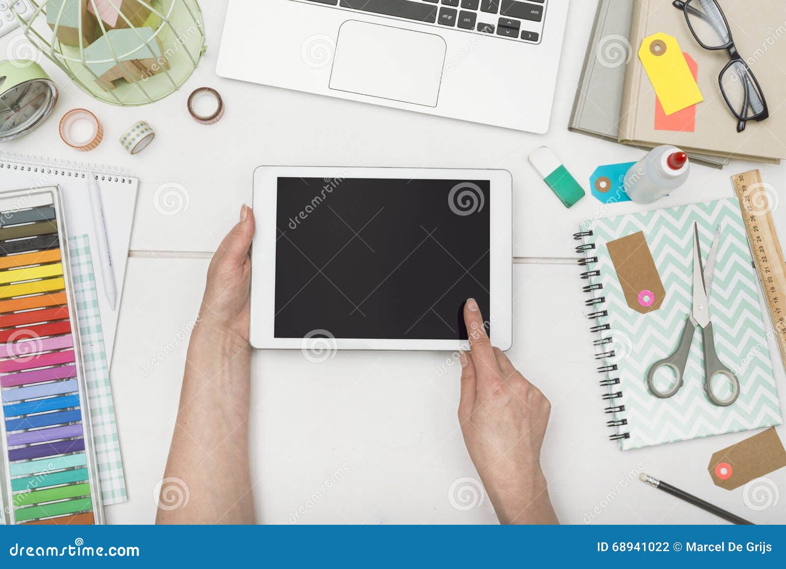 Tablet hero header stock photo. Image of holding, mockup - 68941022