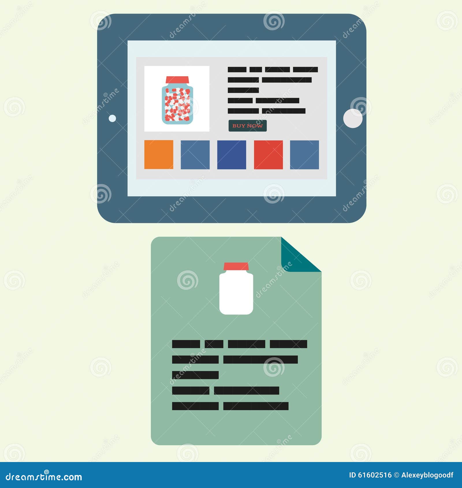 Tablet in a Horizontal State with an Open Internet Pharmacy and a ...