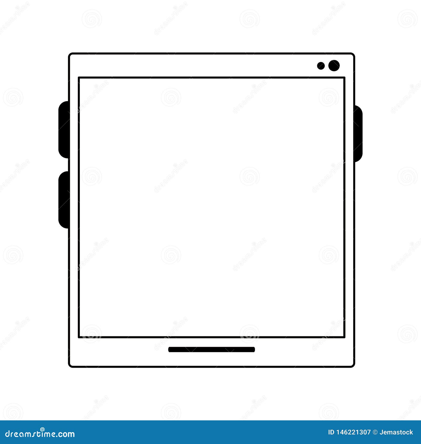 Tablet Icon Cartoon in Black and White Stock Vector - Illustration of ...