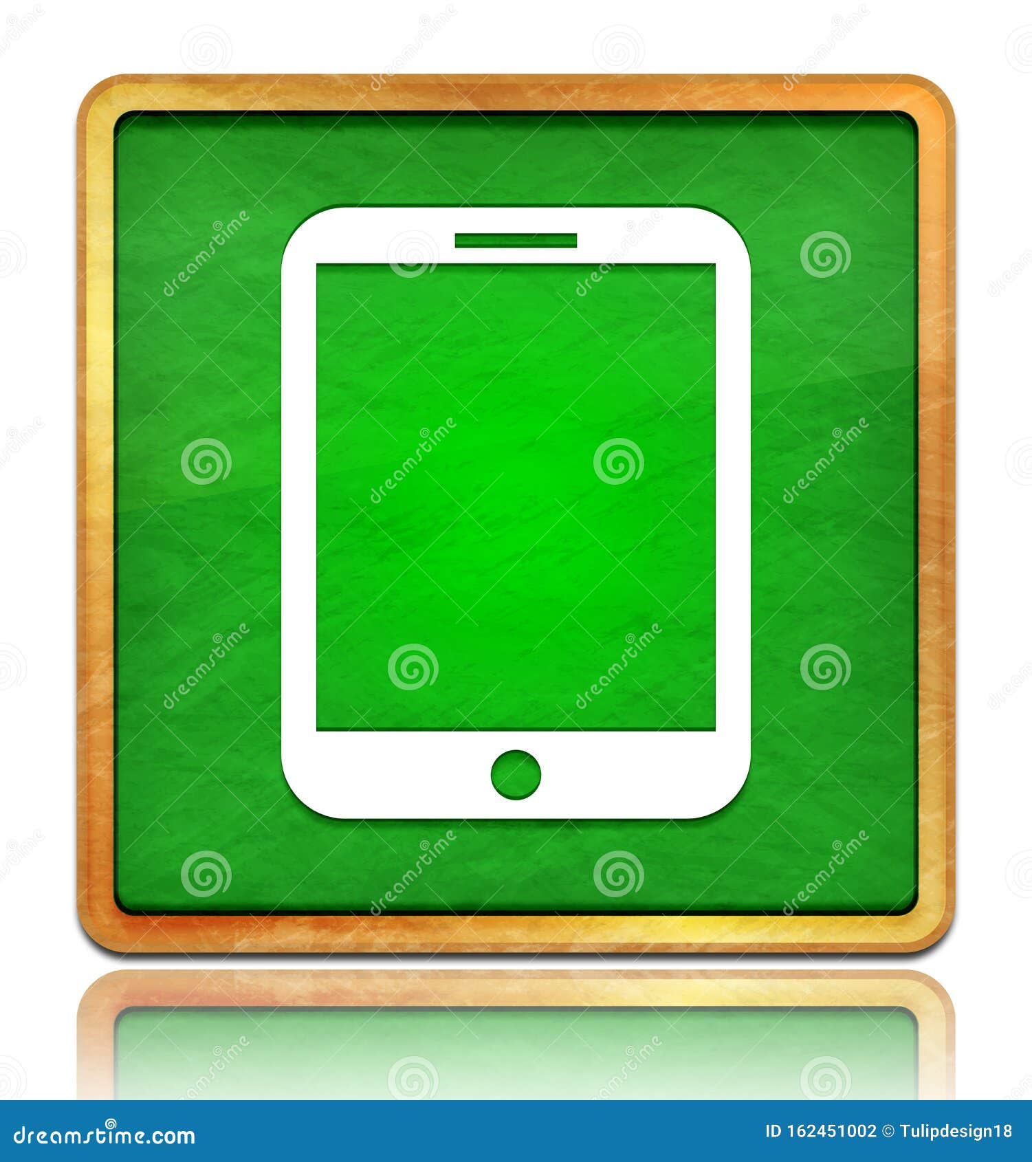 Tablet Icon Chalk Board Green Square Button Slate Texture Wooden Frame ...
