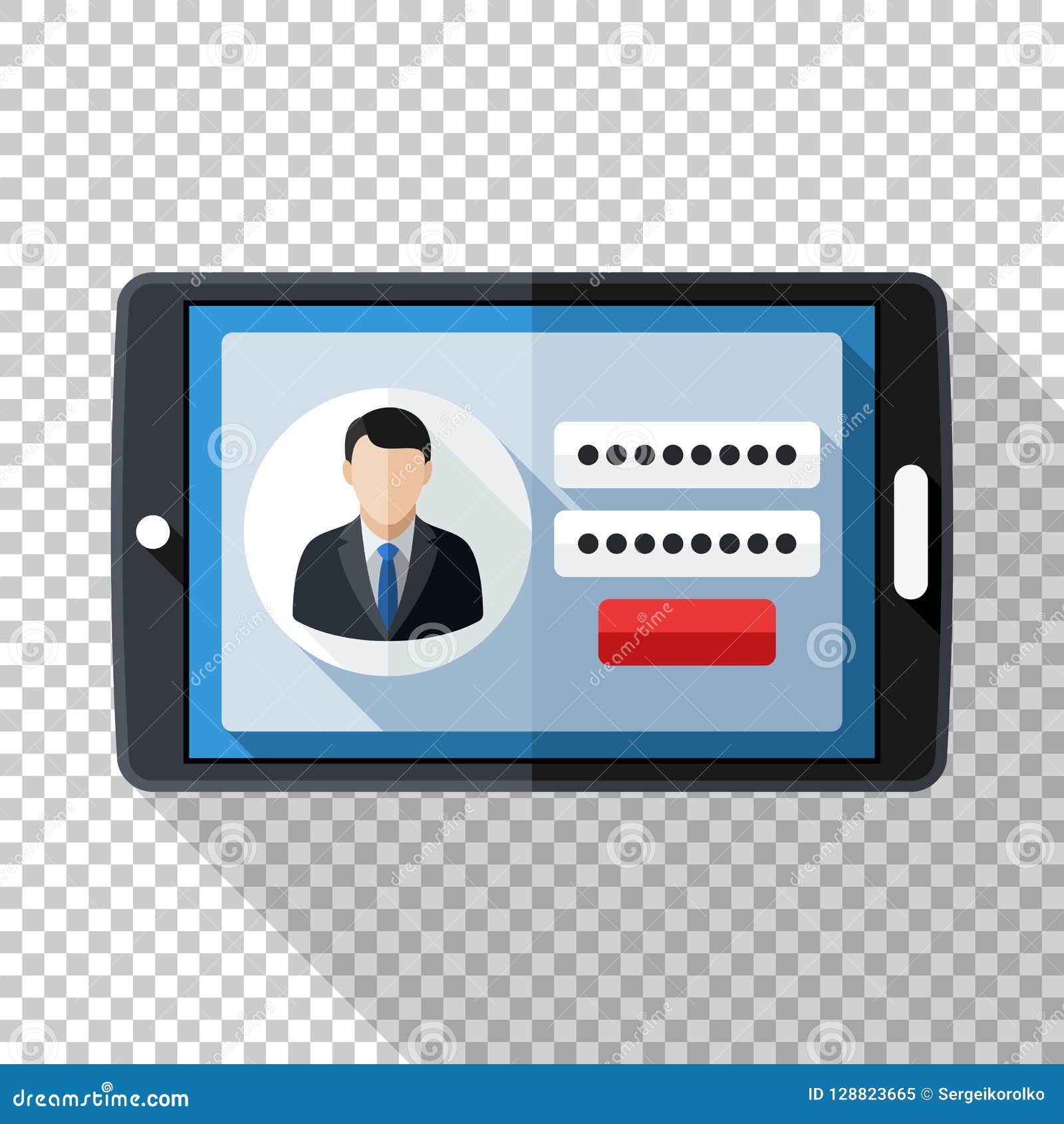 Tablet Icon in Flat Style with User Login Form on the Screen on ...