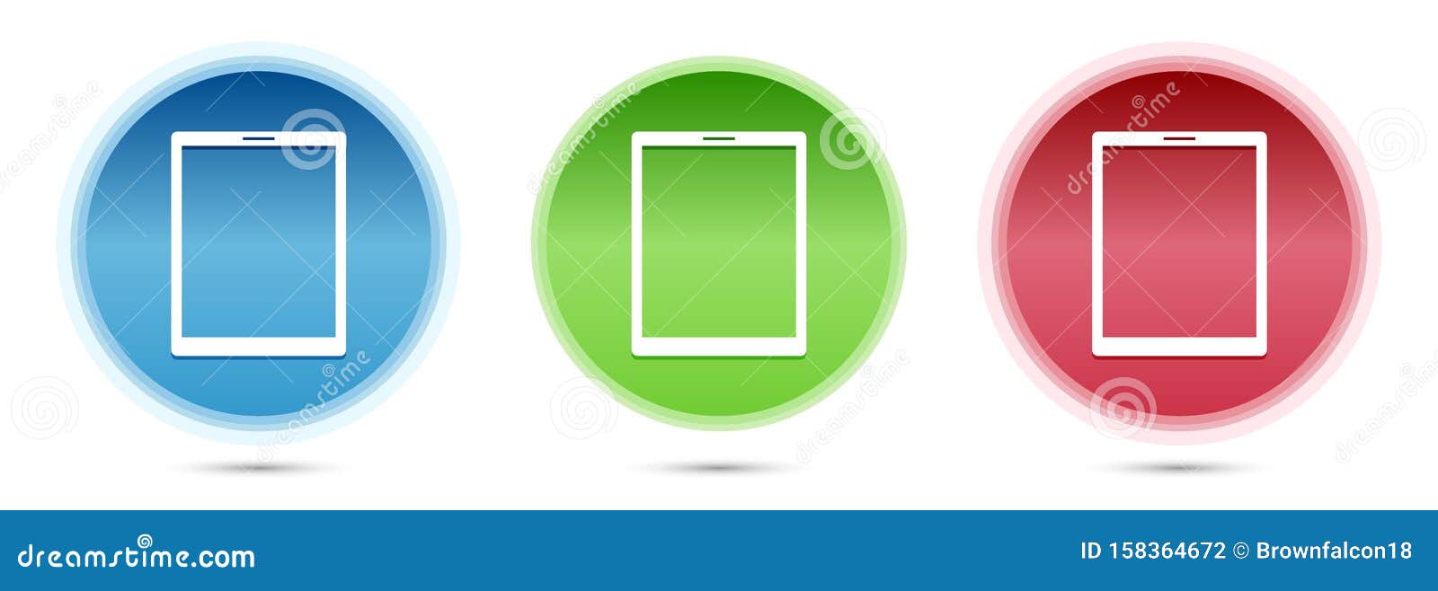 Tablet Icon Glass Round Buttons Set Illustration Stock Vector ...