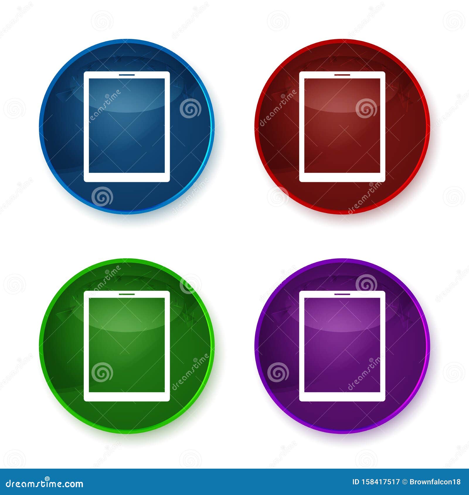 Tablet Icon Shiny Round Buttons Set Illustration Stock Vector ...