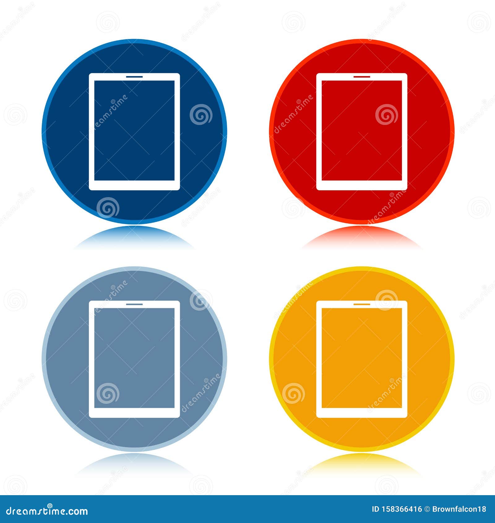 Tablet Icon Trendy Flat Round Buttons Set Illustration Design Stock ...
