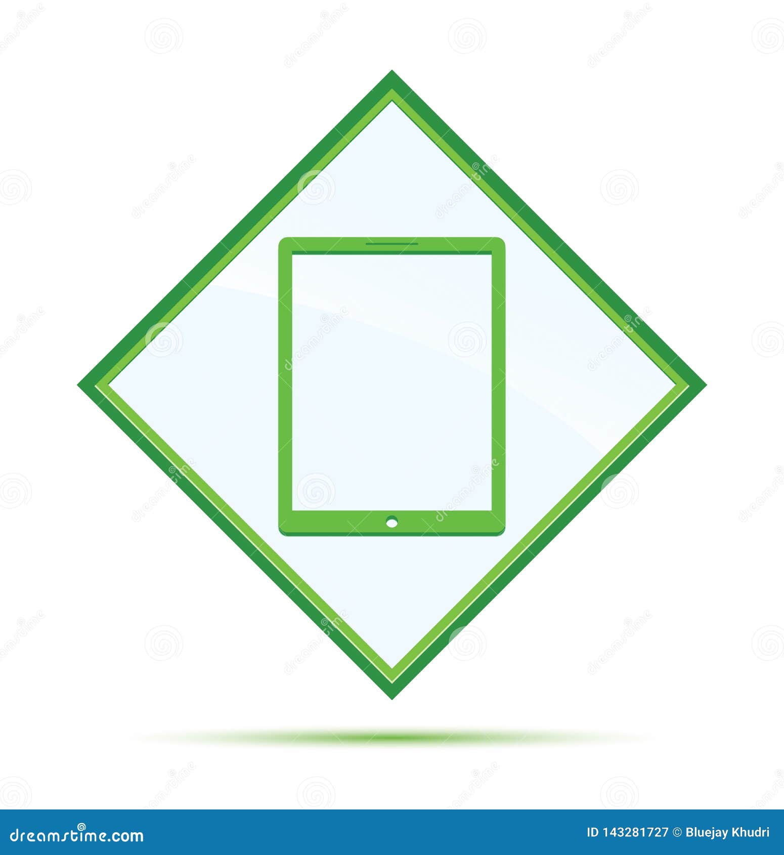 Tablet Icon Modern Abstract Green Diamond Button Stock Illustration ...