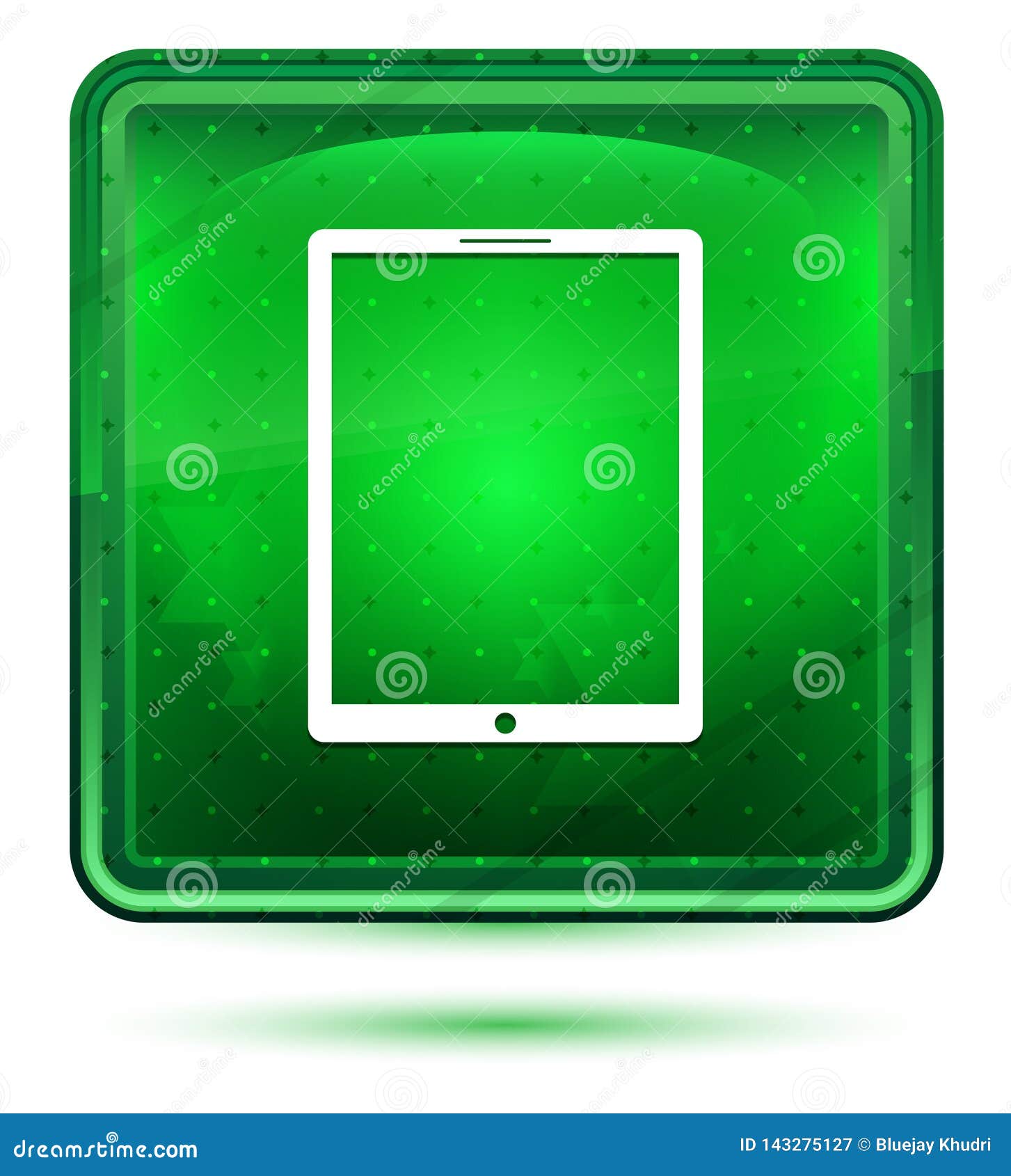 Tablet Icon Neon Light Green Square Button Stock Illustration ...