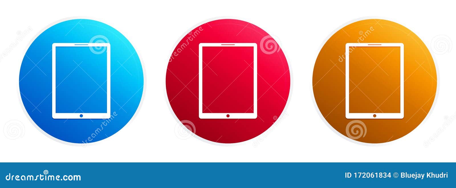 Tablet Icon Premium Trendy Round Button Set Stock Vector - Illustration ...