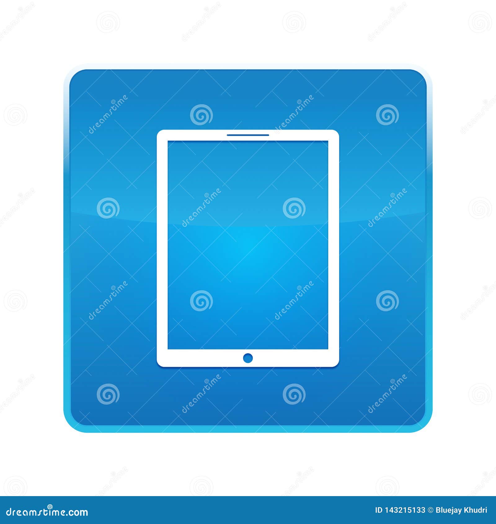Tablet Icon Shiny Blue Square Button Stock Illustration - Illustration ...
