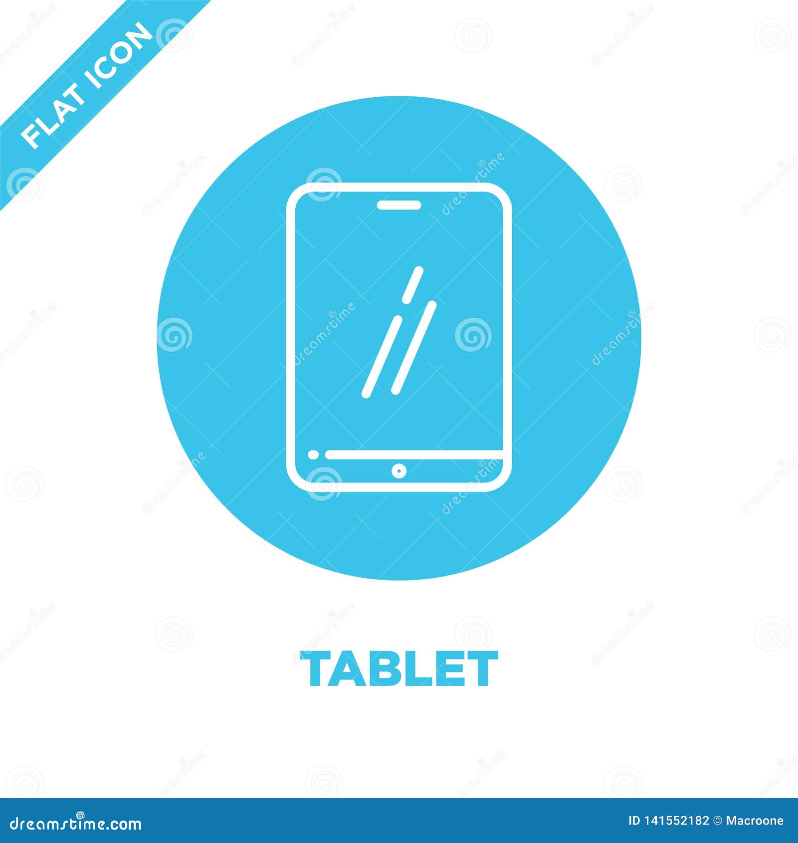 Tablet Icon Vector. Thin Line Tablet Outline Icon Vector Illustration ...