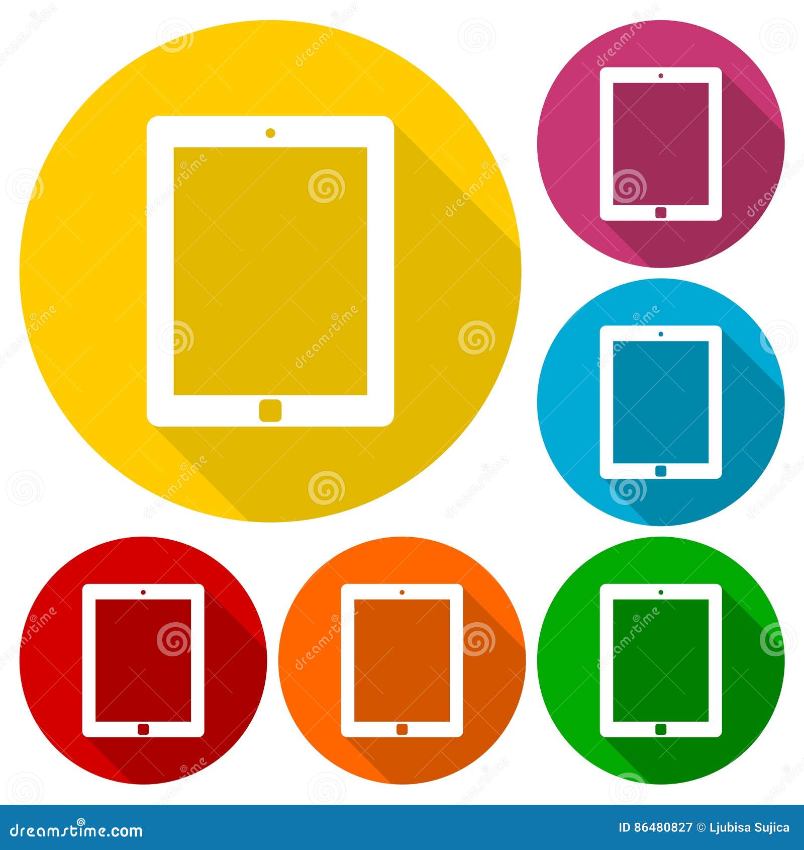 Tablet Icons Set with Long Shadow Stock Vector - Illustration of mockup ...