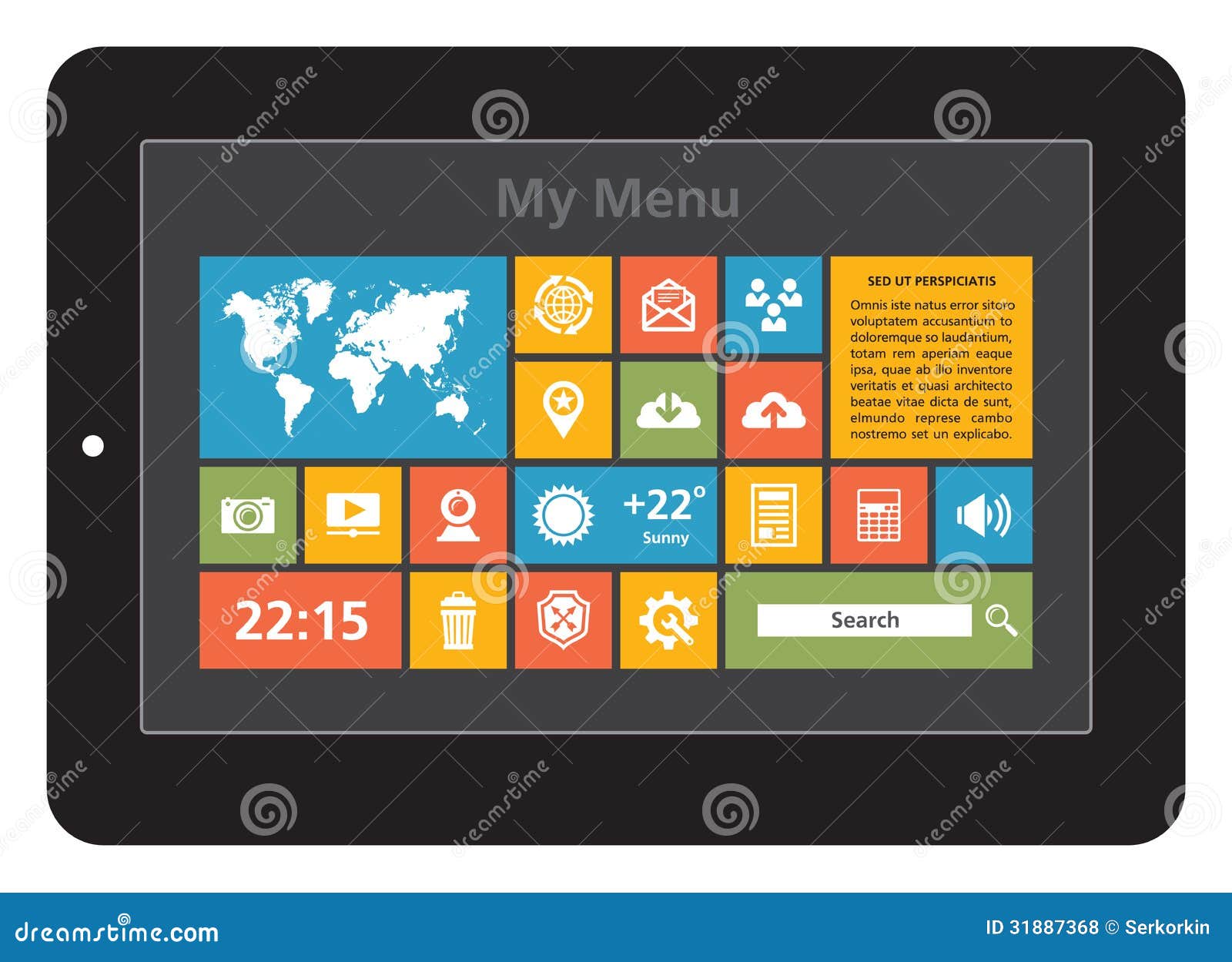 Tablet Interface - Icons Set Stock Vector - Illustration of ...