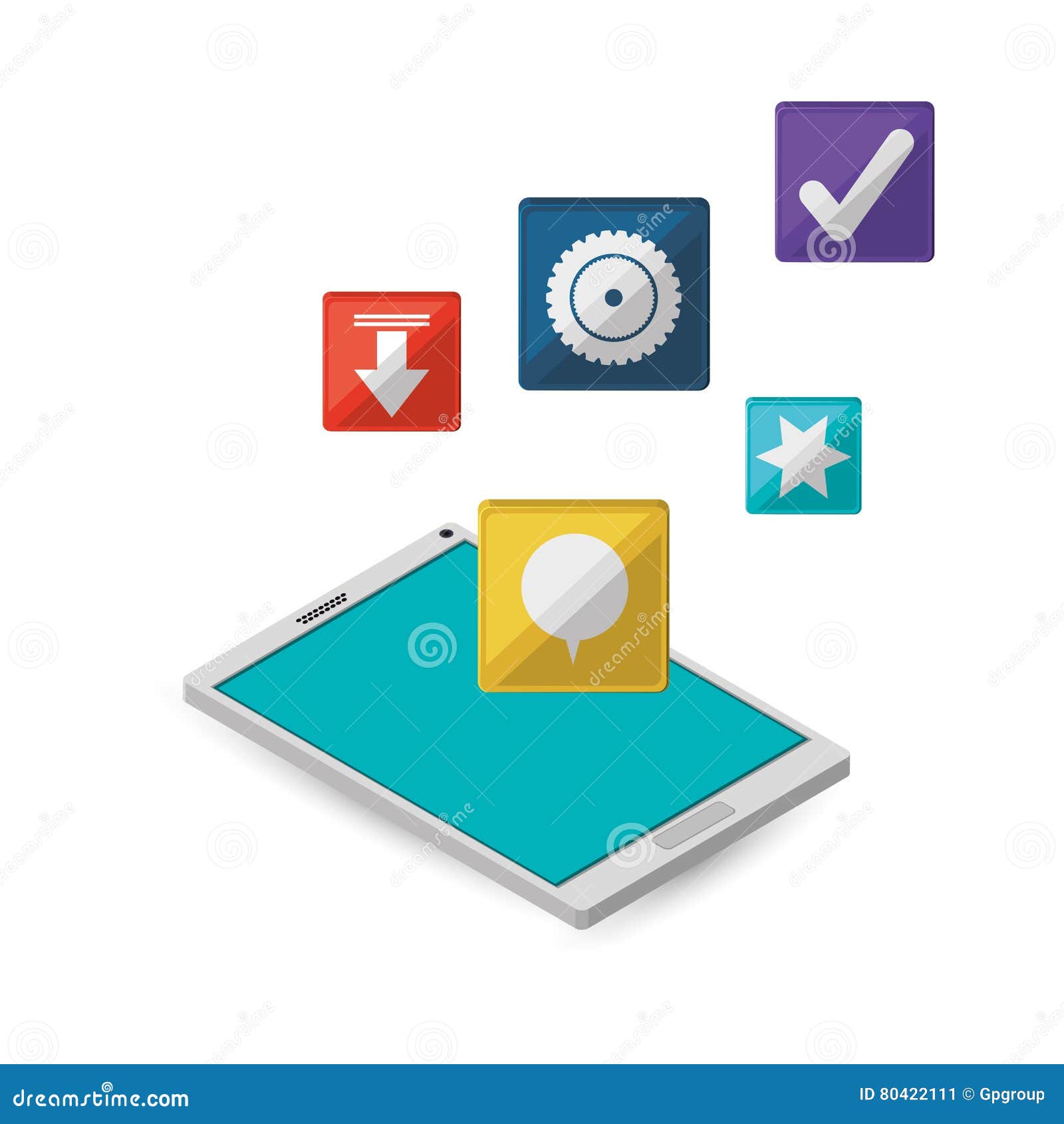 Tablet with Internet Related Icons Image Stock Vector - Illustration of ...