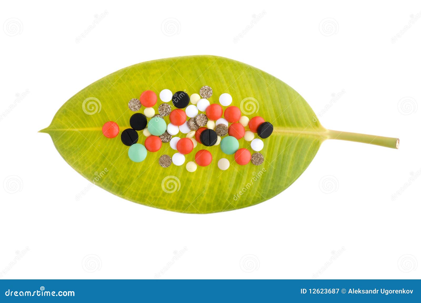 Tablet on Leaf Isolated on White Stock Image - Image of heap, pharmacy ...