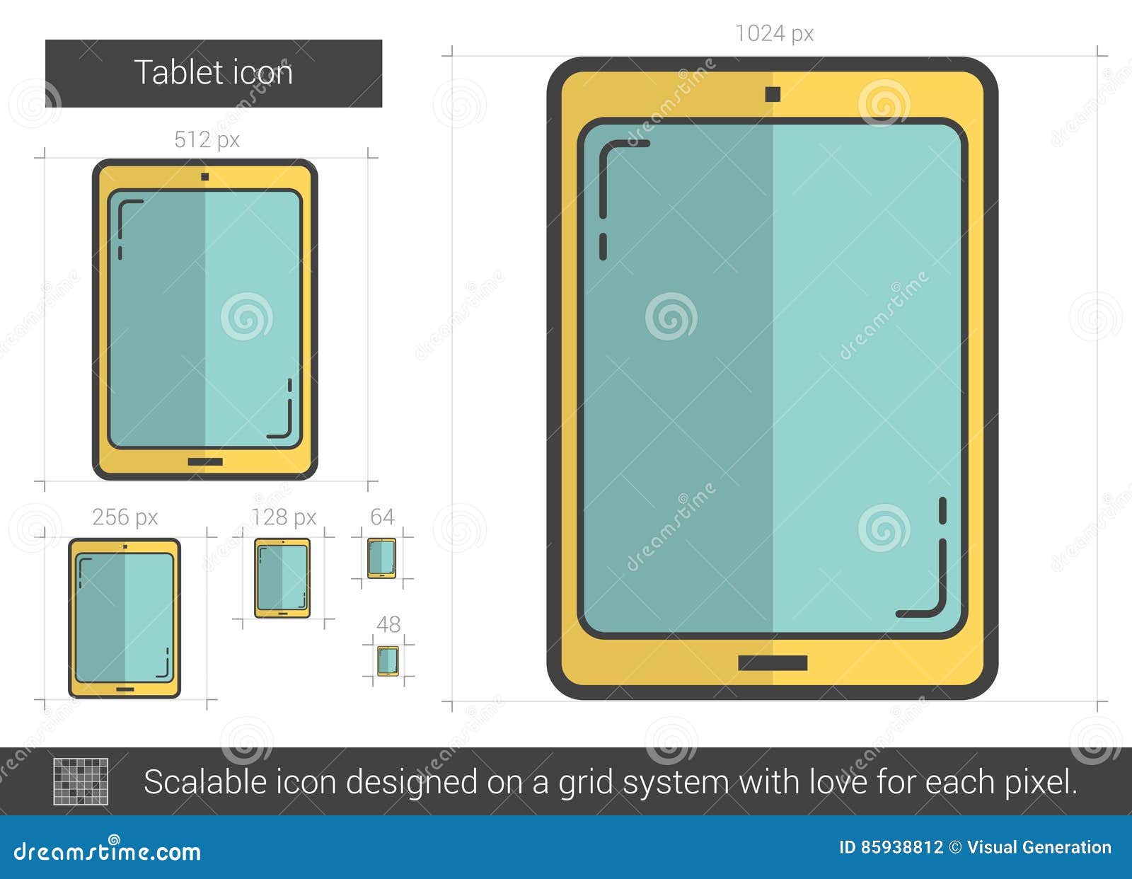Tablet line icon. stock vector. Illustration of connection - 85938812