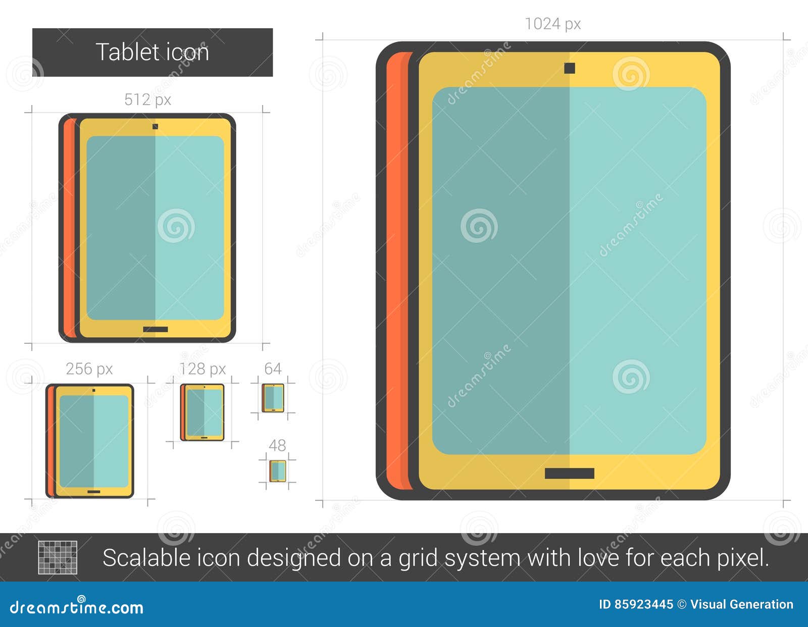Tablet line icon. stock vector. Illustration of linear - 85923445
