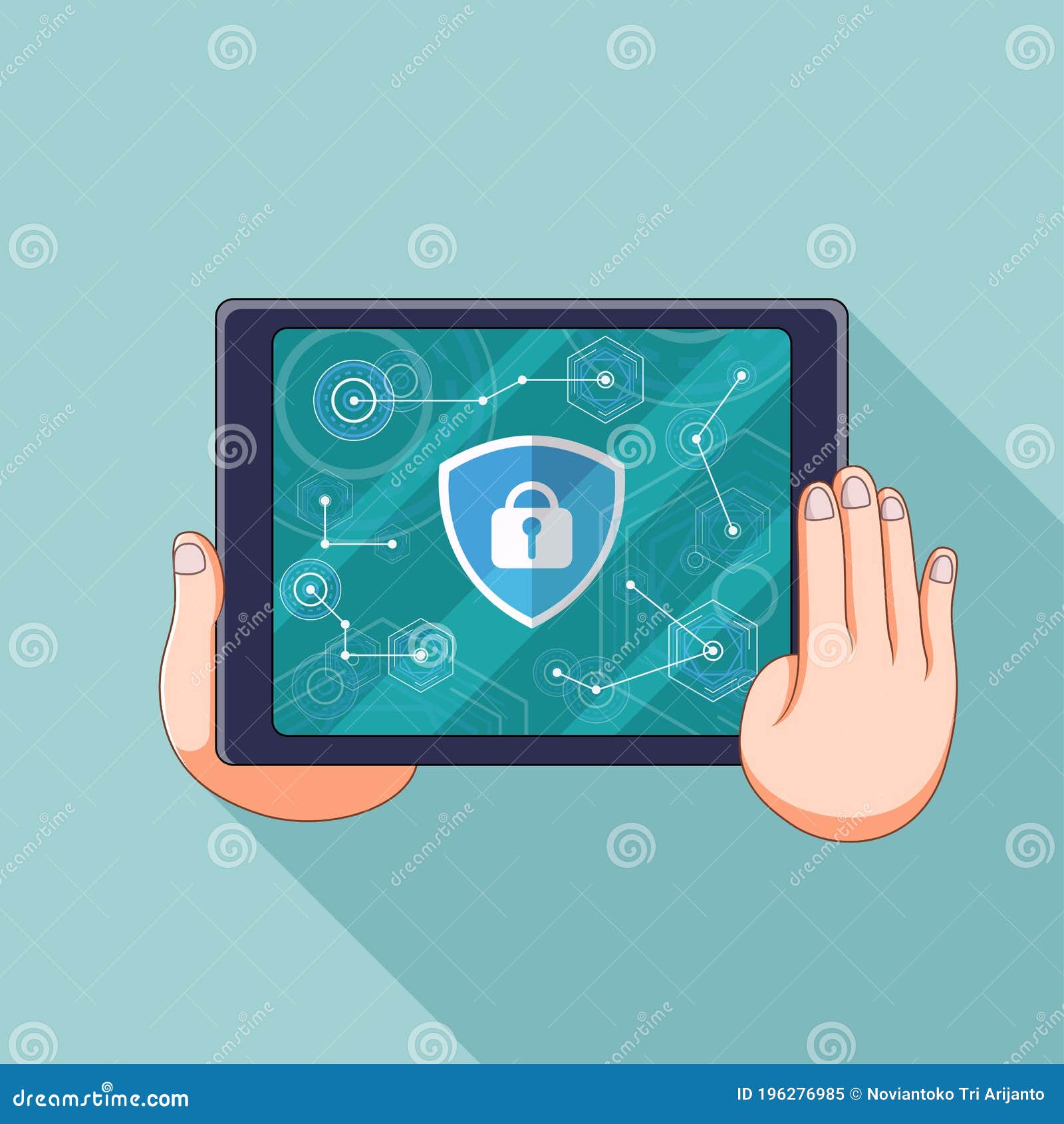 The Tablet with the Lock Screen with the Privacy Stock Vector ...