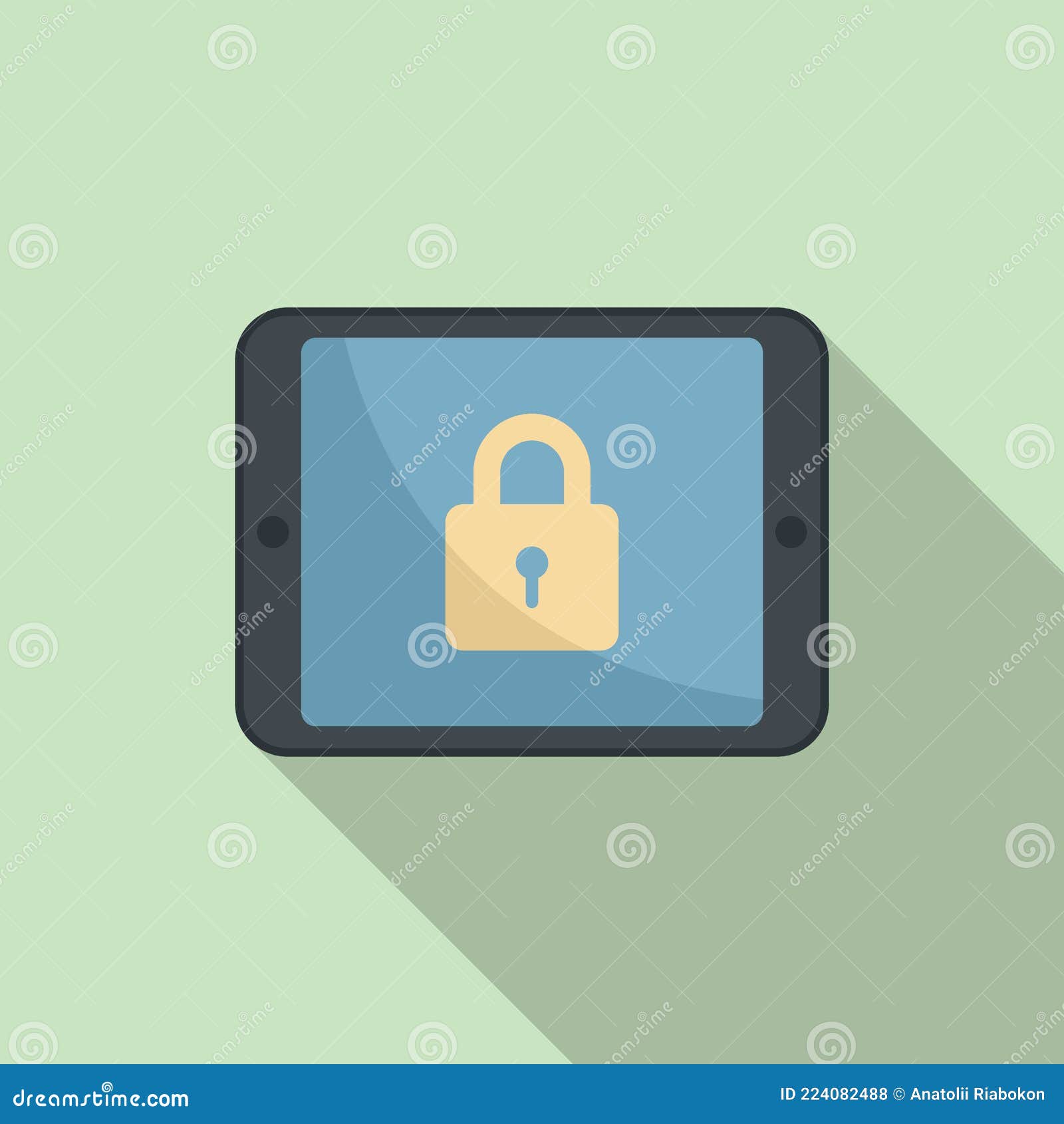 Tablet Locking Icon Flat Vector. Secure Lock Stock Vector ...