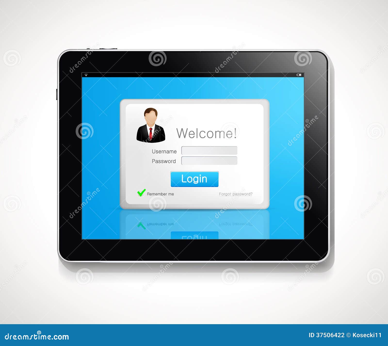 Tablet - login stock vector. Illustration of digital - 37506422
